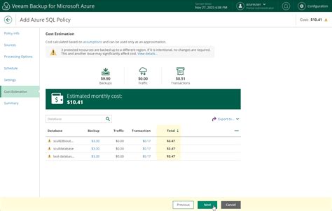 step 7 review estimated cost veeam backup for microsoft azure guide