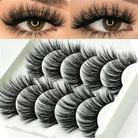 Kimlud 5pair Mink Hair False Eyelashes Natural Cross False Eyelashes Long Messy Makeup Fake Eye