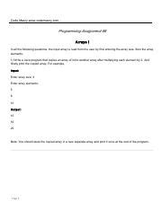 Assignment Arrays I Pdf Code Masry Codemasry Programming Assignment Arrays I