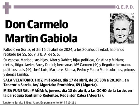 Carmelo Martin Gabiola Esquela El Correo