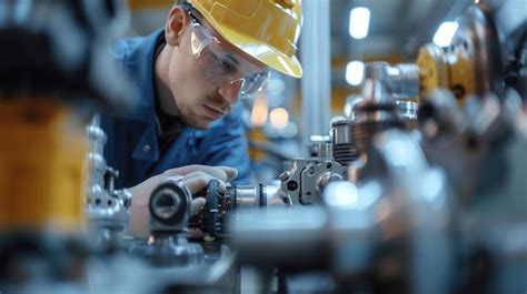 Engineer Inspects Assembled Products Engineering Premium Ai Generated