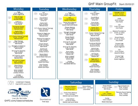 Ghf Class Schedule Preview Gainesville Health And Fitness