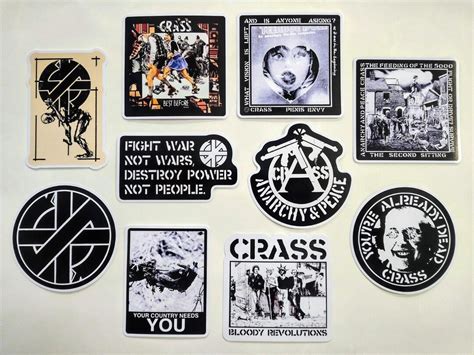 Crass Band Sticker Pack 10 Stickers Anarcho Crust Punk Rock Vegan