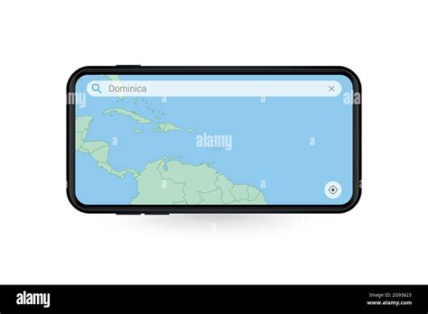 Searching Map Of Dominica In Smartphone Map Application Map Of Dominica In Cell Phone Vector