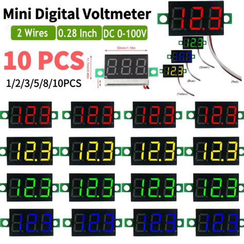 2 Wires Mini Digital Voltmeter Led Display 0 28 Inch Dc Volt Meter Dc 2