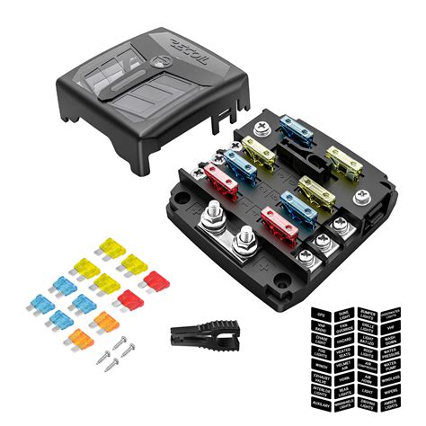 AF6 6 Way ATC ATO Fuse Block 6 Circuit Power Block For Car RV Truck Boat UTV ATV Bolt