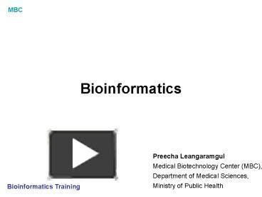 PPT Bioinformatics Training PowerPoint Presentation Free To View