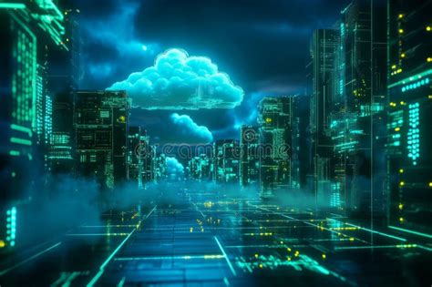 Cloud Architecture Interlaced 3d Visualization Stock Illustration