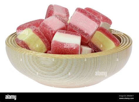 German Candy Called ‘hamburger Speck In A Wooden Bowl Isolated On