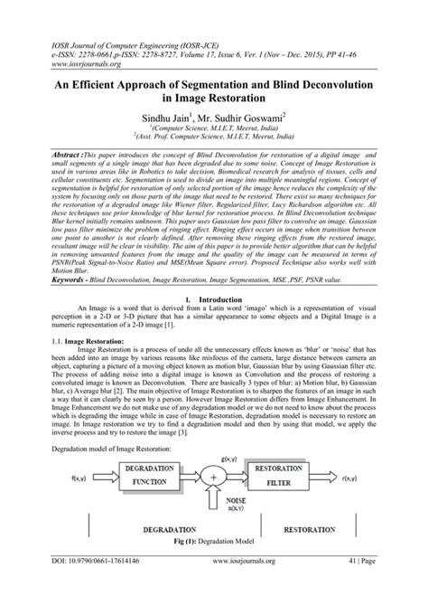 An Efficient Approach Of Segmentation And Blind Deconvolution In Image