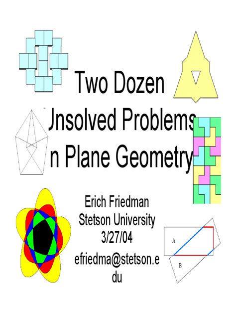 Erich Friedman Two Dozen Unsolved Problems In Plane Geometry 2 004
