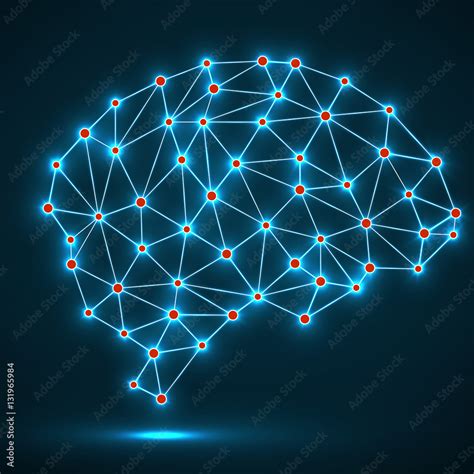 Abstract polygonal brain with glowing dots and lines, network connections Stock Vector | Adobe Stock
