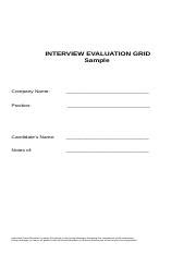 Interview Evaluation Grid Sample Docx INTERVIEW EVALUATION GRID Sample Company Name Position