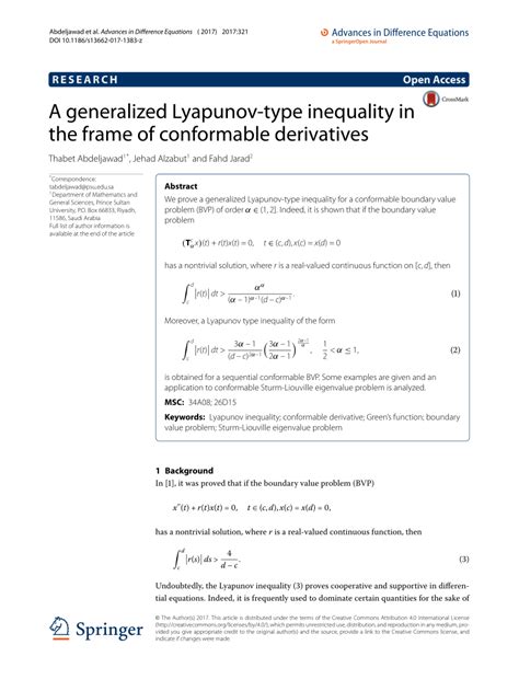 Pdf A Generalized Lyapunov Type Inequality In The Frame Of