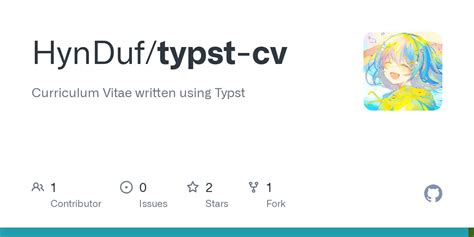 Github Hynduftypst Cv Curriculum Vitae Written Using Typst