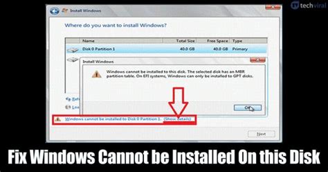 How To Solve Windows Cannot Be Installed On This Disk Error