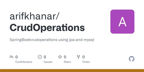 Github Arifkhanarcrudoperations Springbootcrudoperations Using Jpa And Mysql