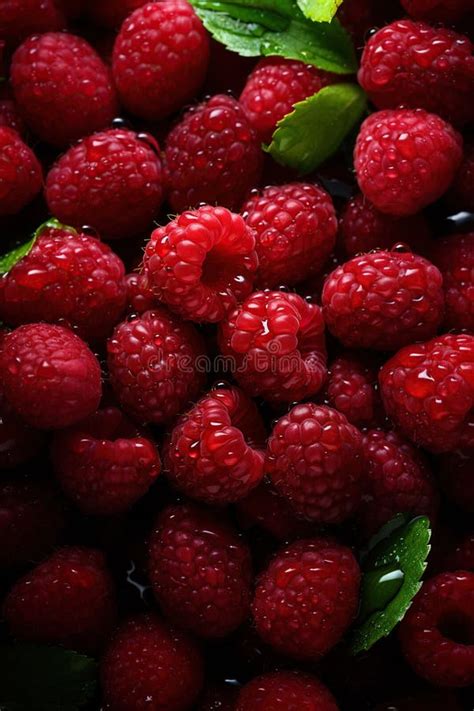 Fresh Raspberries Banner Raspberry Background Close Up Food
