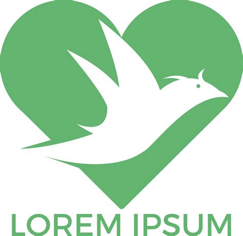 Bird Love Vector Logo Design Bird Heart Shape Logo Template Design