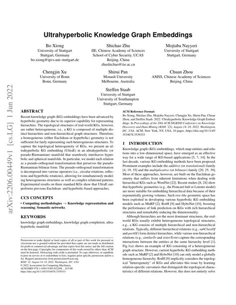 Pdf Ultrahyperbolic Knowledge Graph Embeddings