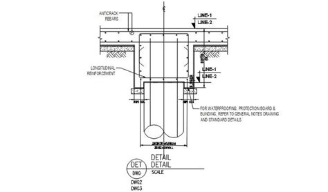 Longitudinal Pile Cap Foundation Section Details Are Given In This