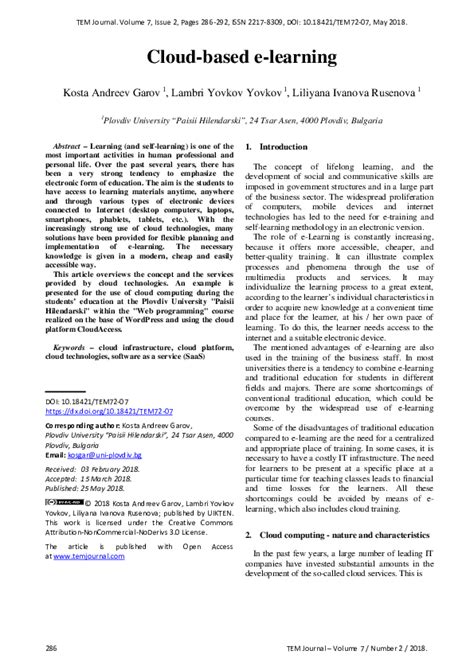 Pdf Cloud Based E Learning