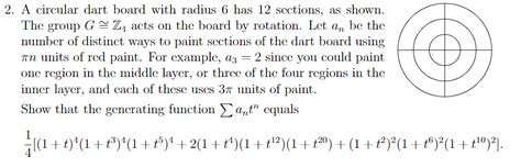 Solved A Circular Dart Board With Radius Has Chegg Com
