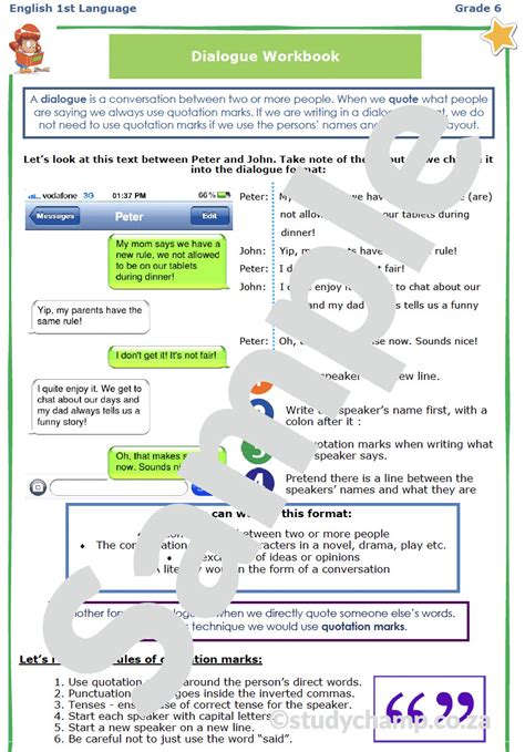 Grade 6 English Worksheet Dialogue