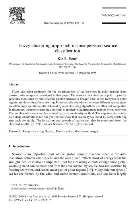 pdf fuzzy clustering approach in unsupervised sea ice classification