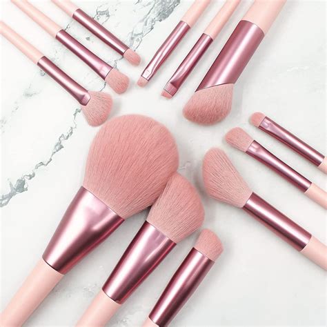 Premium Synthetic Pink Makeup Brush Set With Cleaning Mat 12pcs