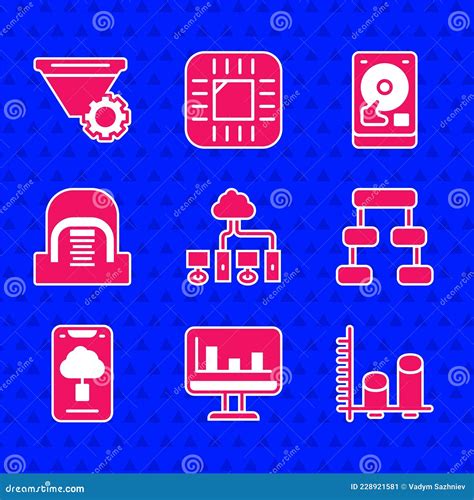 Set Computer Network Monitor With Graph Chart Data Analysis