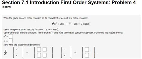 Solved Section 71 Introduction First Order Systems Problem