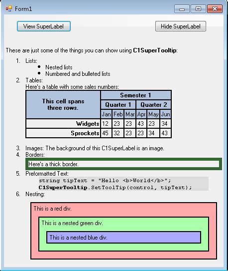 Quickstart Componentone Supertooltip For Winforms