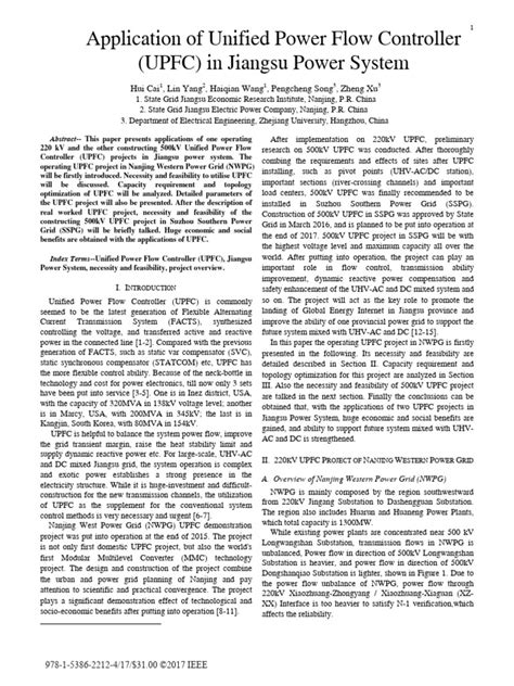 Application Of Unified Power Flow Controller Pdf Electric Power
