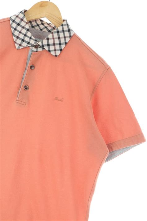 L 닥스 반팔 카라 티셔츠 오렌지 체크 면 올드스 세컨웨어 헬로마켓