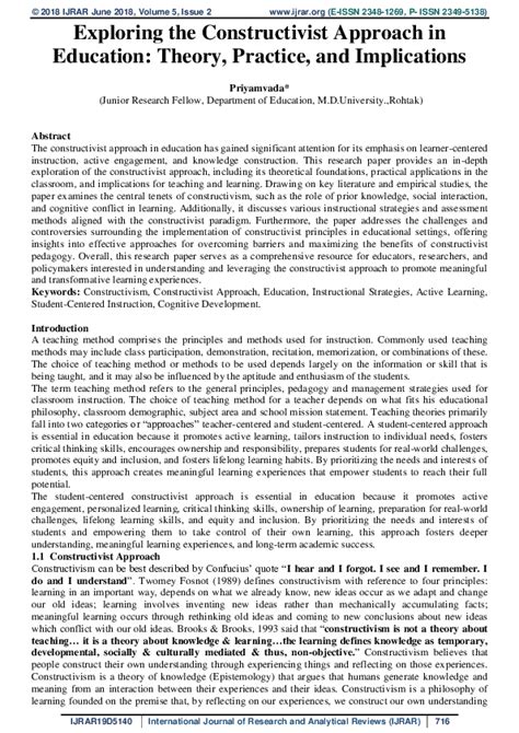 Pdf Exploring The Constructivist Approach In Education Theory Practice And Implications