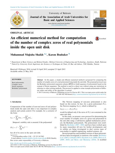 Pdf An Efficient Numerical Method For Computation Of The Number Of