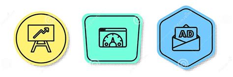 Set Line Board With Graph Chart Website Statistic And Advertising