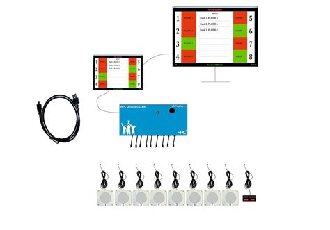 8 User Quiz Game Buzzer System With 25 Ft Wires And Windows Application With Big Buzzer Buttons