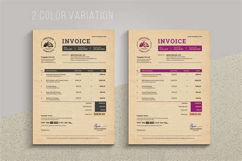 5 Minimalist Excel Spreadsheet Invoice Template Digital Etsy
