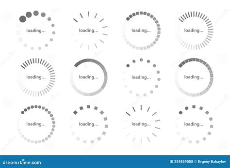 Set 12 Pcs Circle Scale Download Status Download Progress On White