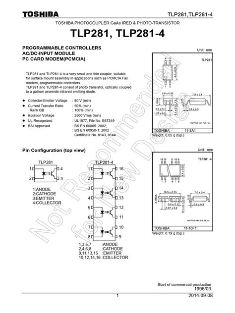 Tlp281 Pdf Reliability Engineering Gallium Arsenide