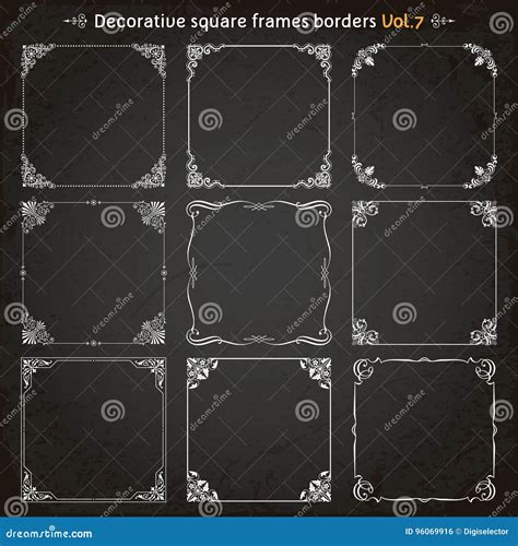 Decorative Square Frames And Borders Set 7 Vector Stock Vector Illustration Of Ornamental