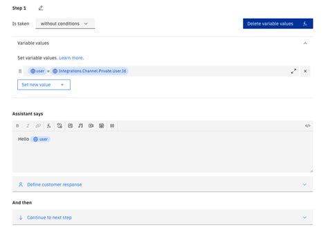 how to reference system integration in ibm watson assistant action