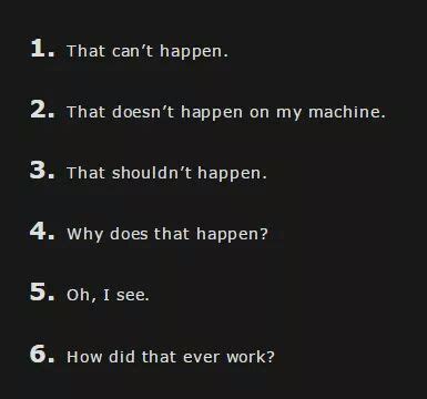 Six Stages Of Debugging DevRant