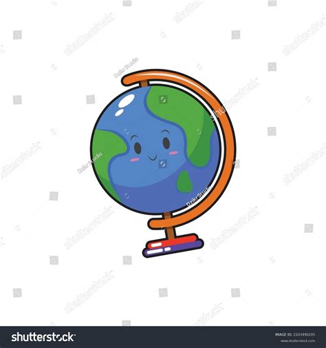 Cute Globe Cartoon Vector Illustration Stock Vector Royalty Free