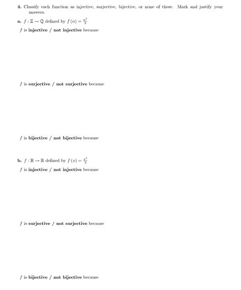 Solved Classify Each Function As Injective Surjective Chegg