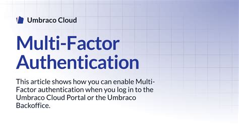 Multi Factor Authentication Umbraco Cloud