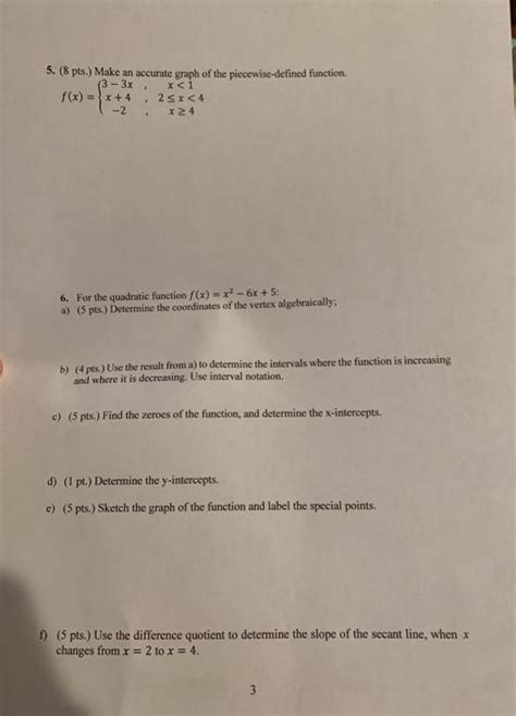 Solved 5 8 Pts Make An Accurate Graph Of The