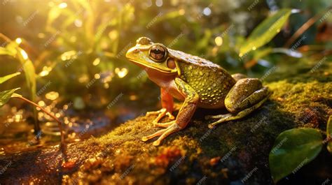Premium Ai Image Dumpy Frog On Leaves Frog Amphibian Reptilegolden Hour
